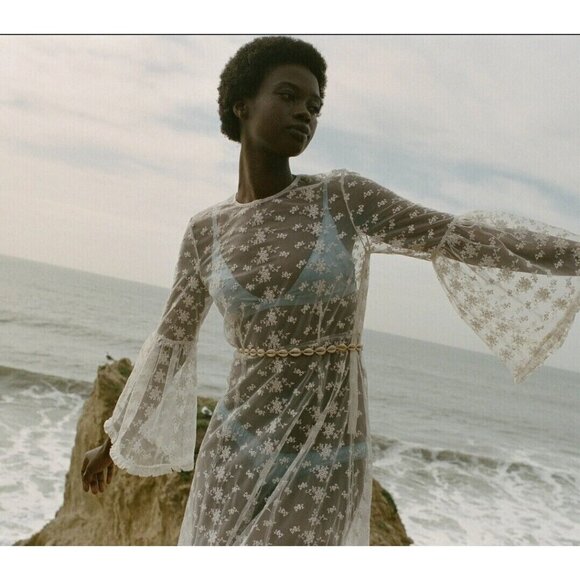 Doen | Dresses | Nwt Doen Adalise Maxi Dress Sea Salt White Lace Bell ...